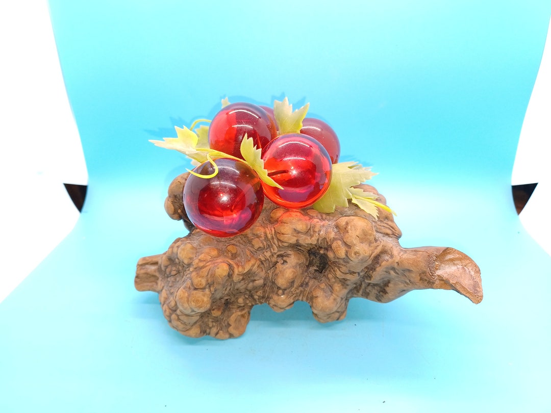 Lucite Grape Cluster on Drift Wood, 70s, Retro, Decor, Vintage, Table ...