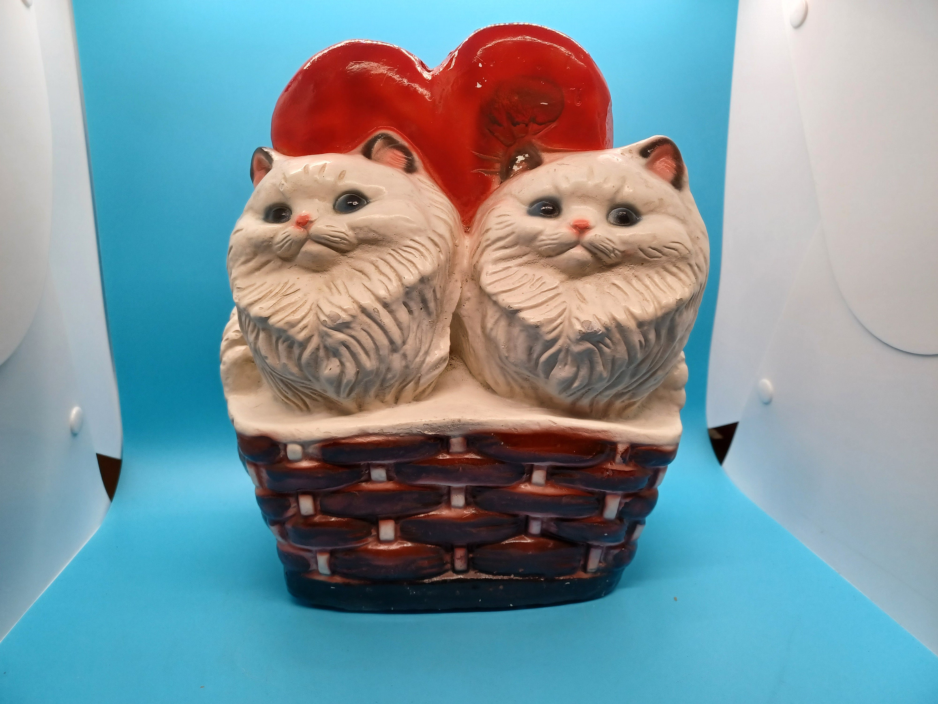 Carnival Chalkware Bank Persian Cats in a Basket With | Etsy