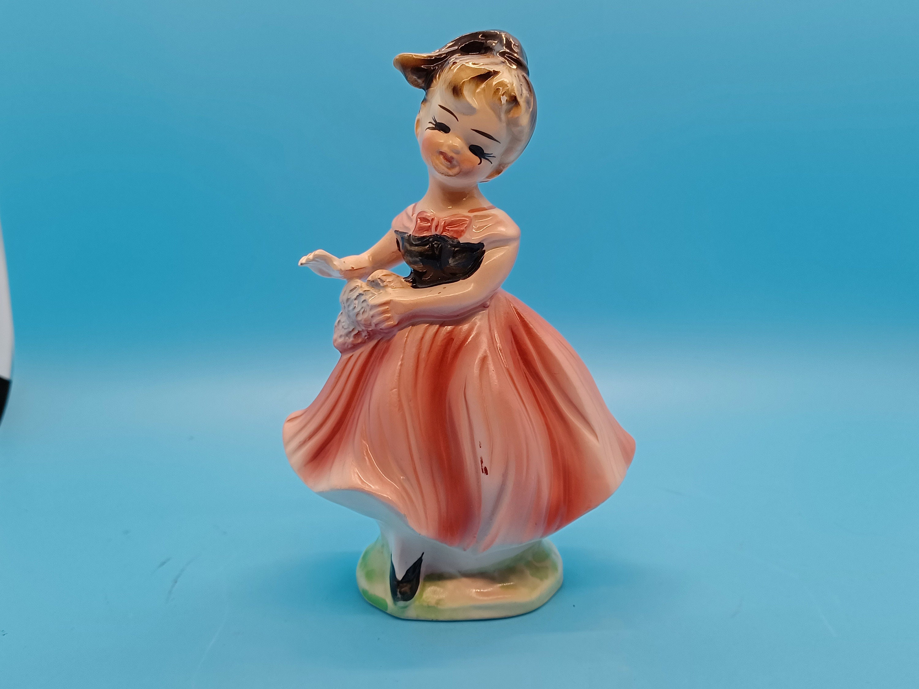 Kitsch Girl in Pink Dress Figure. Japan Retro 50s 60s | Etsy