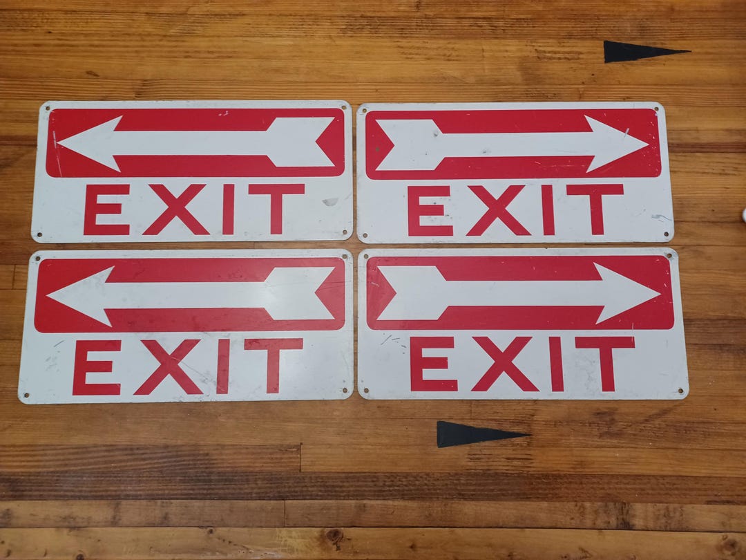 ONE Vintage Industrial Heavy Metal EXIT Sign, 14x6.5, Man Cave, Shop ...