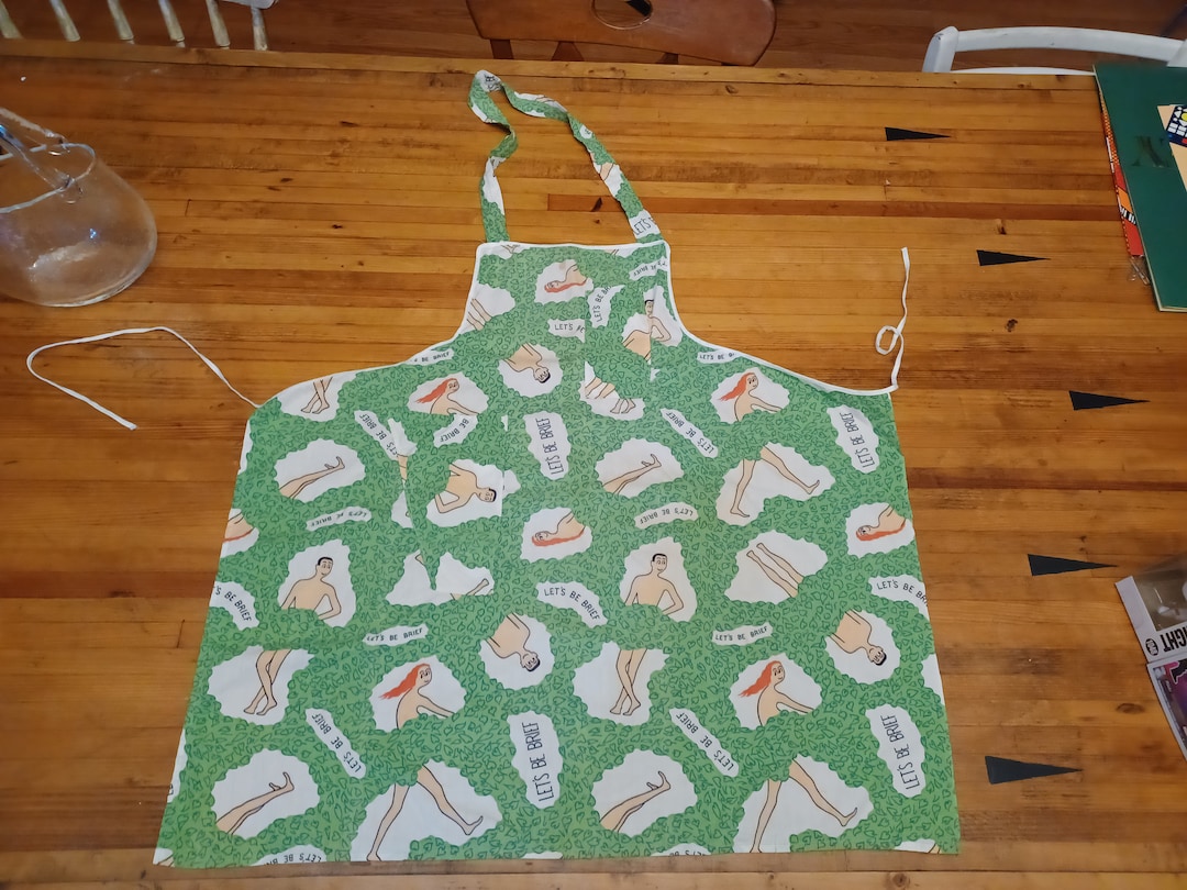 Vintage Lets Be Brief, Cheeky Naked Print Apron, Homemade SOME STAINS ...
