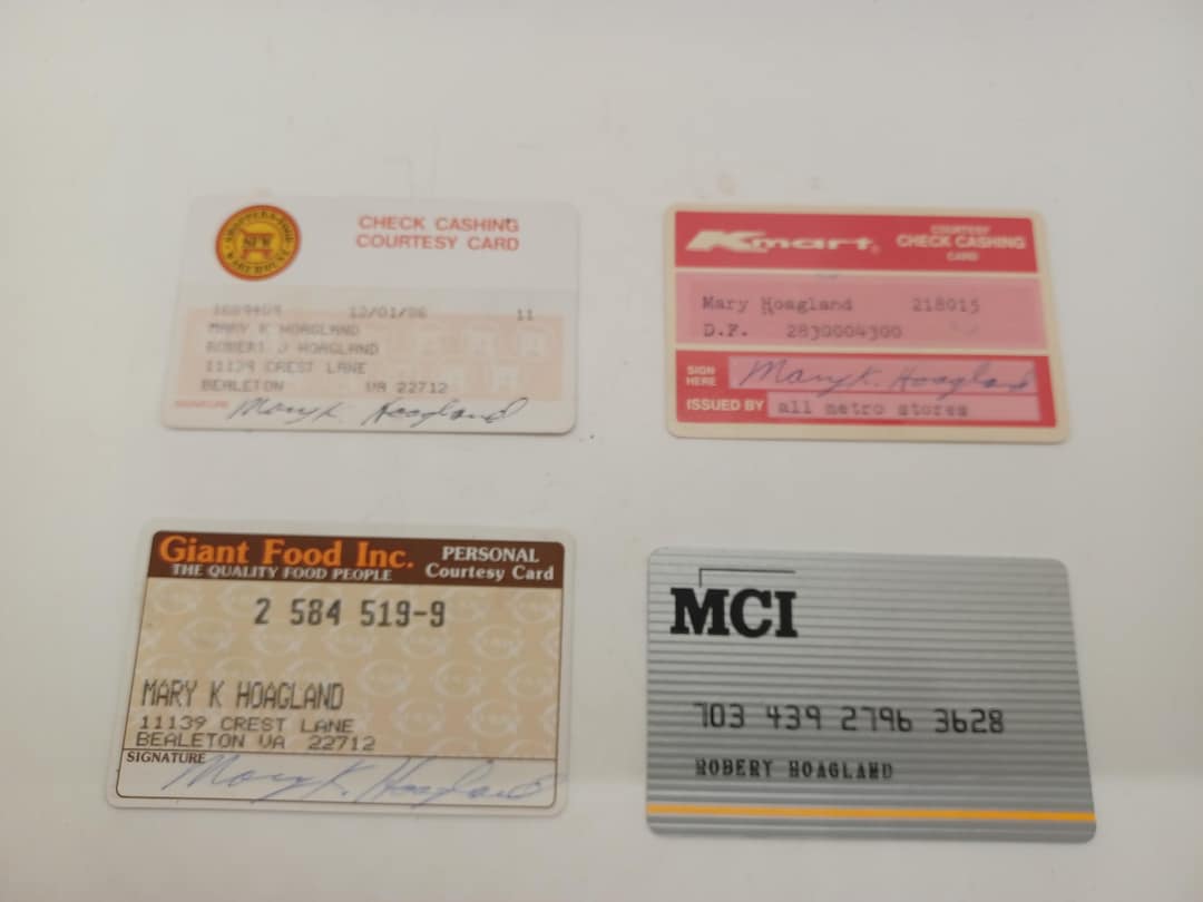 VINTAGE 80s / 90s Grocery Store Check Cashing Cards, Giant, Kmart, SFW ...
