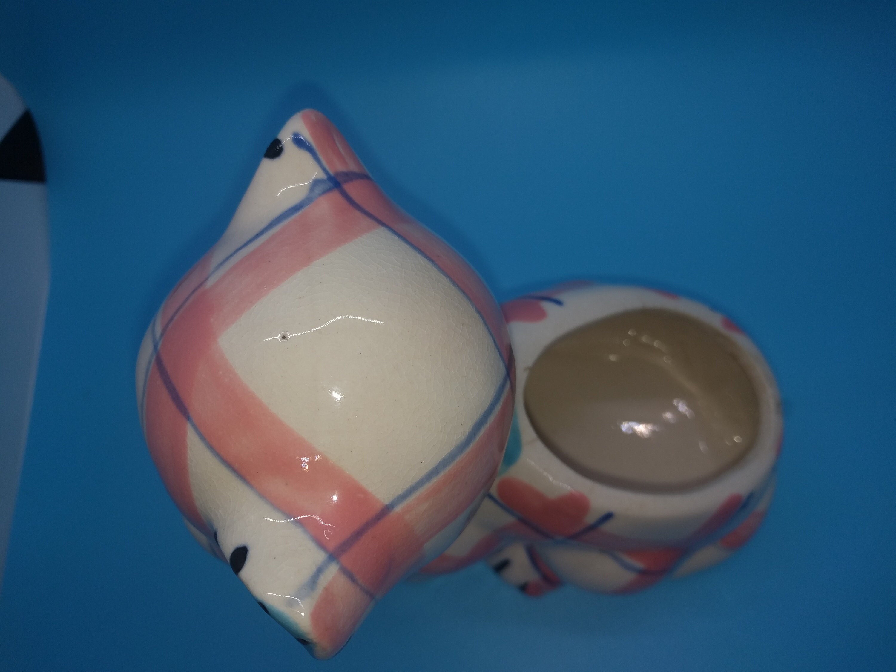 Lefton, Kitsch Kitten / Cat, Plaid Planter. 50s, 60s, Vintage, Retro ...