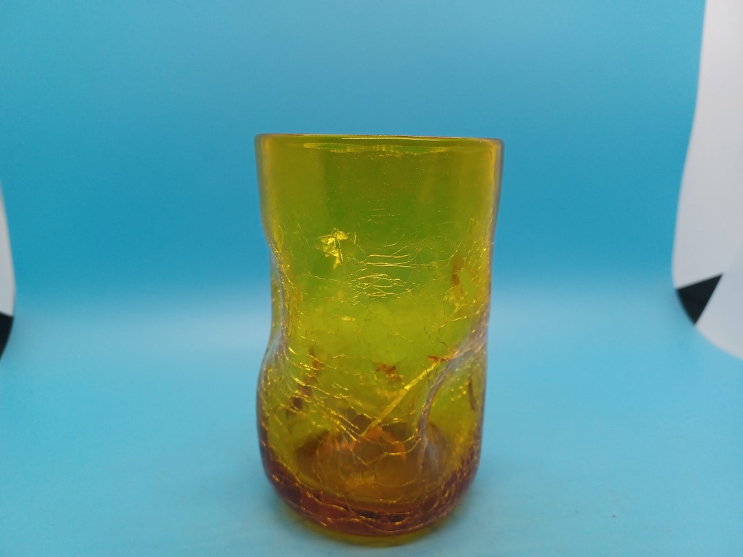 ONE Blenko Dimple Crinkle Glass 4.5 Tumbler, Handblown, Mcm Glass ...