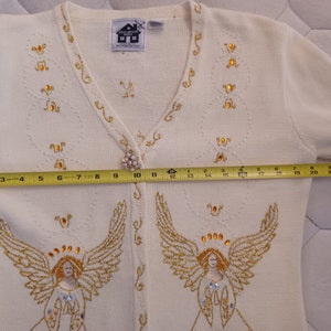 Vintage Tacky Storybook Knits Small Angelic Visions, Cardigan Sweater ...