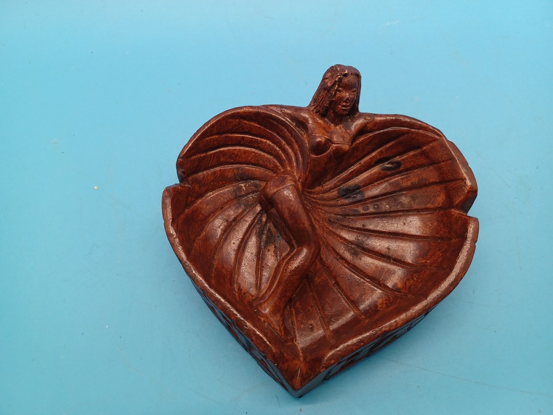 Vintage COCO JOE'S Hula Girl Aloha Hawaii MCM Ashtray Hapa Wood Tiki ...