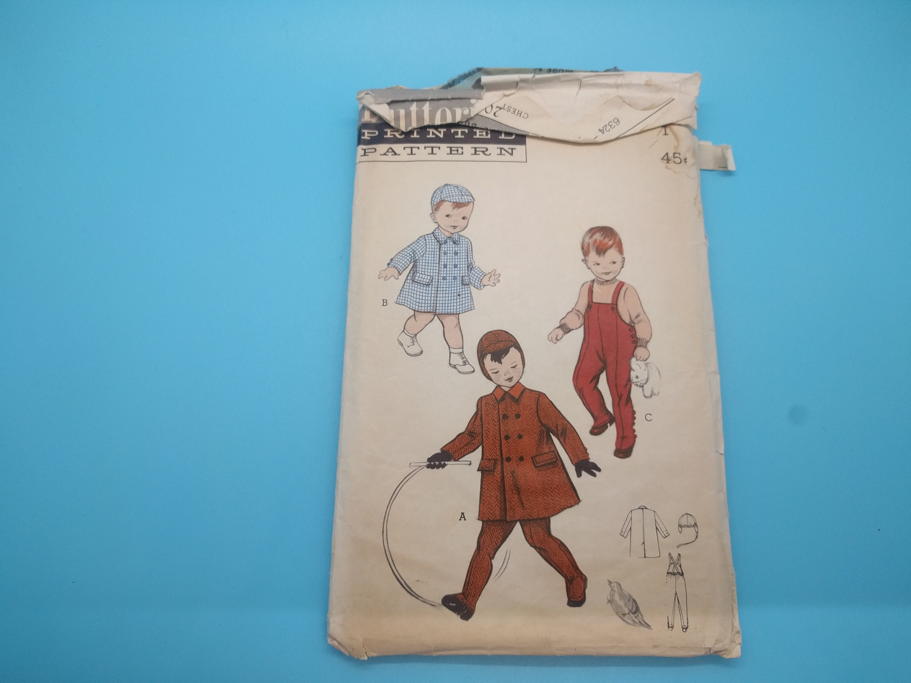 Butterick sewing pattern 6324 boys size 1 chest 20 double | Etsy