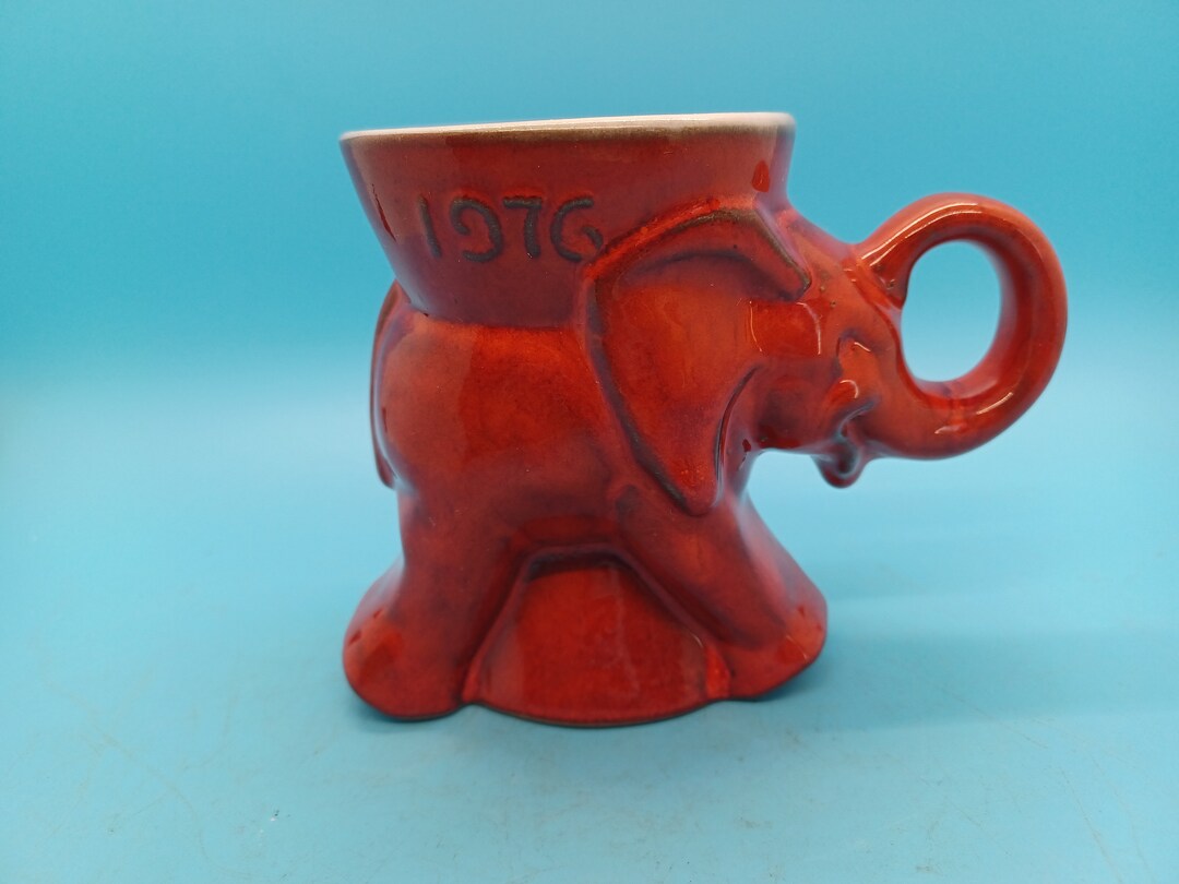 Red Frankoma 1976 Elephant GOP, Republican Mug, Vintage, Retro, Lucky ...