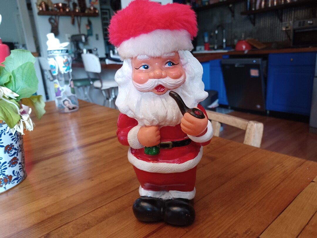 Vintage Smoking Santa, Plastic Coin Bank, WORKS (read Description), 70s ...