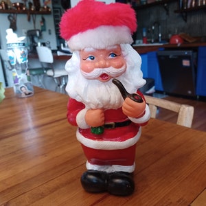 Vintage Smoking Santa, Plastic Coin Bank, WORKS read Description, 70s ...