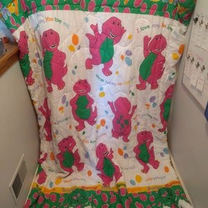 Barney and baby bop twin comforter bedding 90s retro I | Etsy