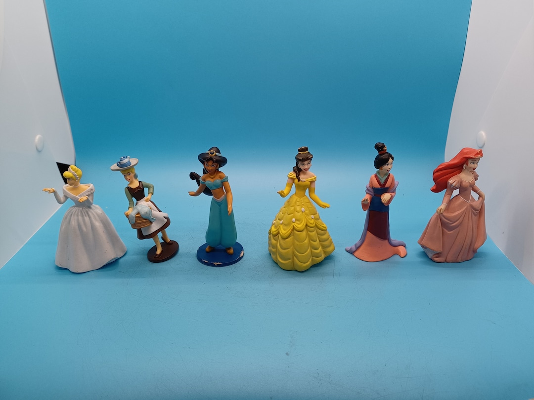 ONE Disney Store Princess PVC Figure, Belle, Cinderella, Jasmine, Mulan ...