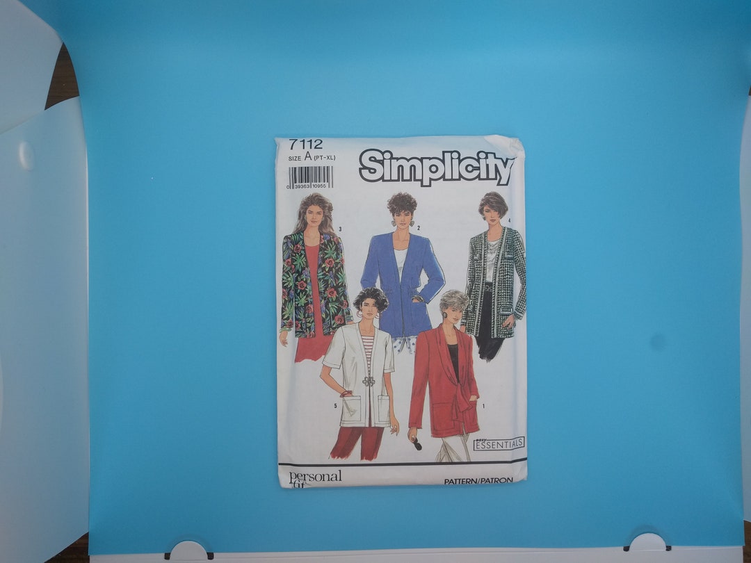 Simplicity Sewing Pattern 7112, 1990, 90s, Missus, Unlined Jacket ...