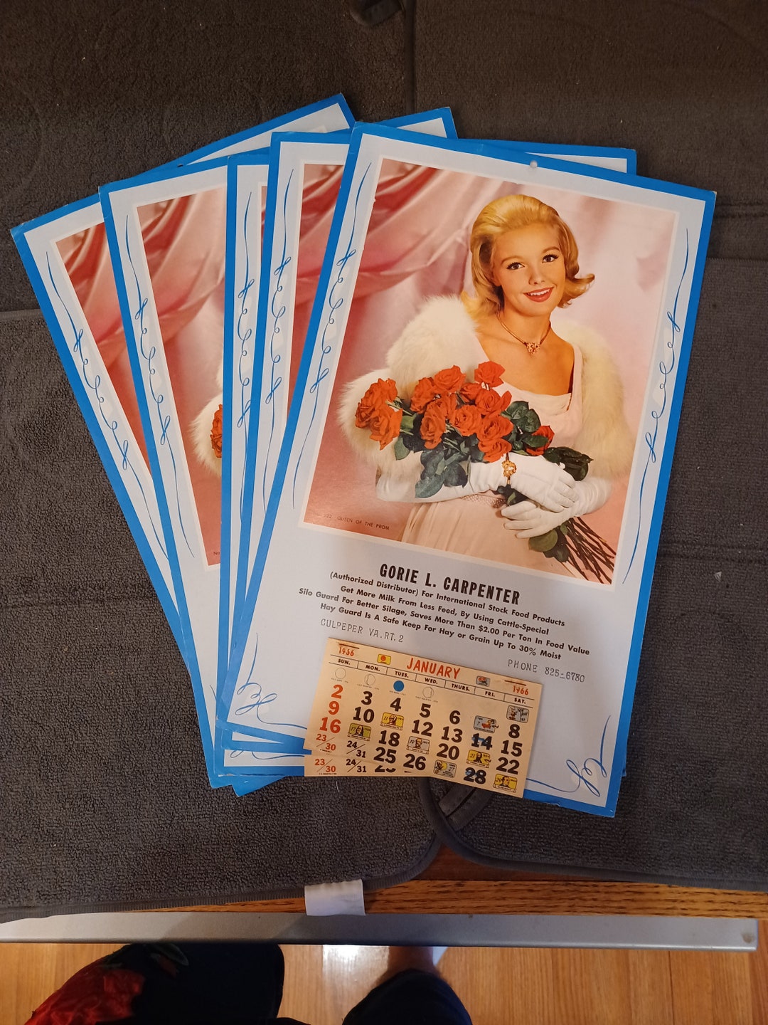 ONE 1966 Vintage Prom Queen LITHO Advertising Calendar, 60s, Milk, Farm ...