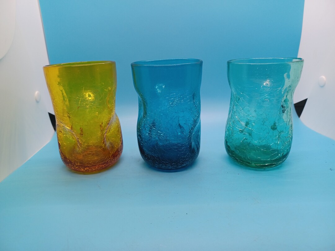 ONE Blenko Dimple Crinkle Glass 4.5 Tumbler, Handblown, Mcm Glass ...