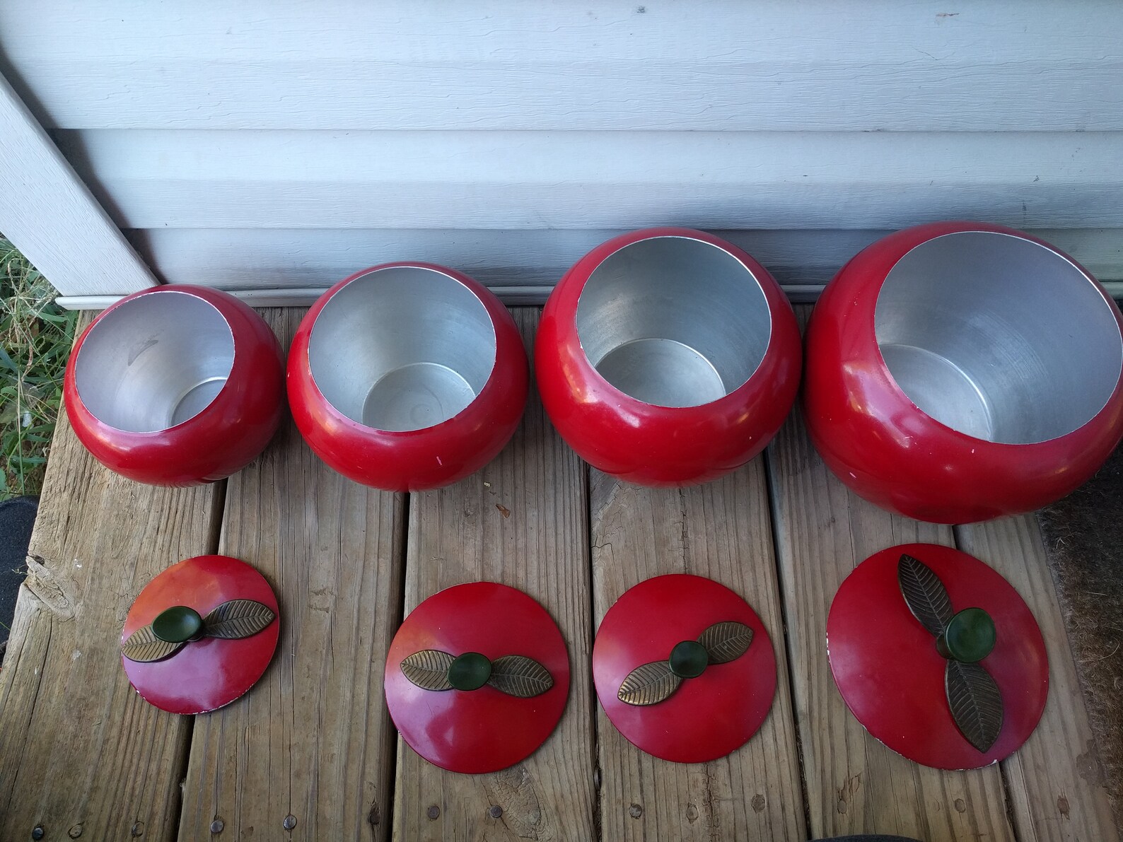 Aluminum Apple Kitchen Canister Set Cookie Jar Plastic Stem - Etsy