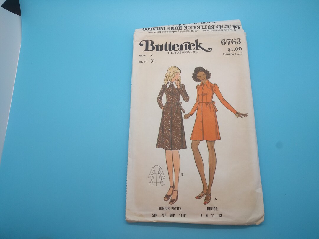Butterick Sewing Pattern 6763 Junior Size 7 Bust 31 70s - Etsy UK