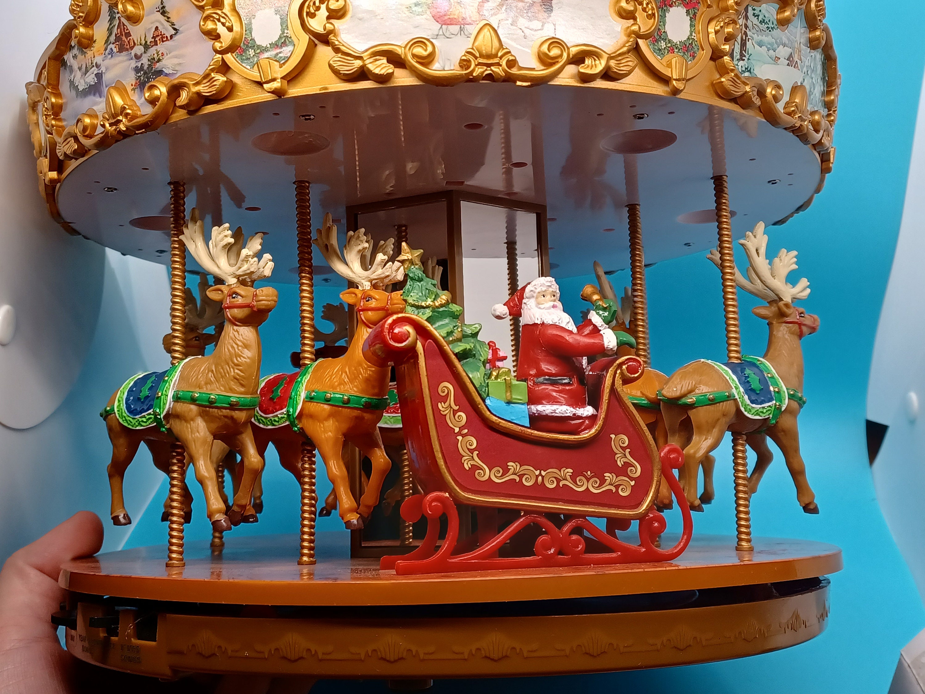Very Merry Carousel Mr Christmas Decor Santa Reindeer - Etsy