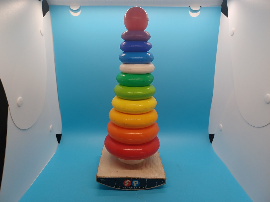 Fisher Price Vintage Giant Rock a Stack 740, Wooden Base, Learning Toy ...