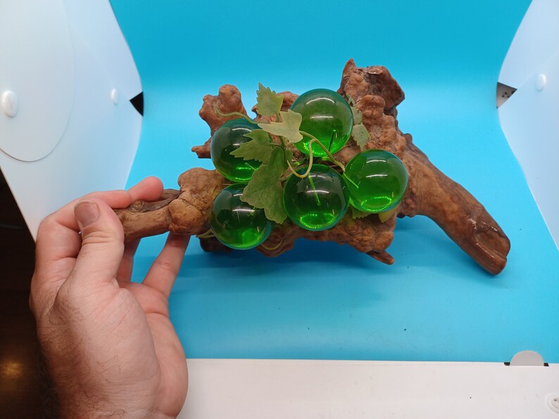 Lucite Grape Cluster on Drift Wood, 70s, Retro, Decor, Vintage, Table ...