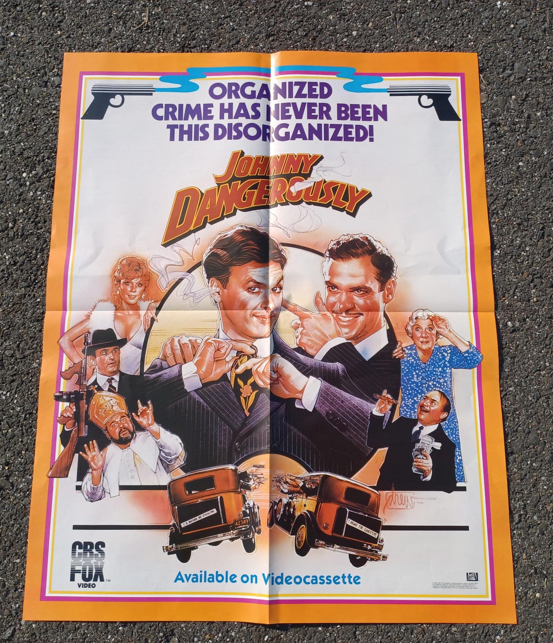 1985 Vintage JOHNNY DANGEROUSLY 28x22 Folded VHS Movie Store Poster ...