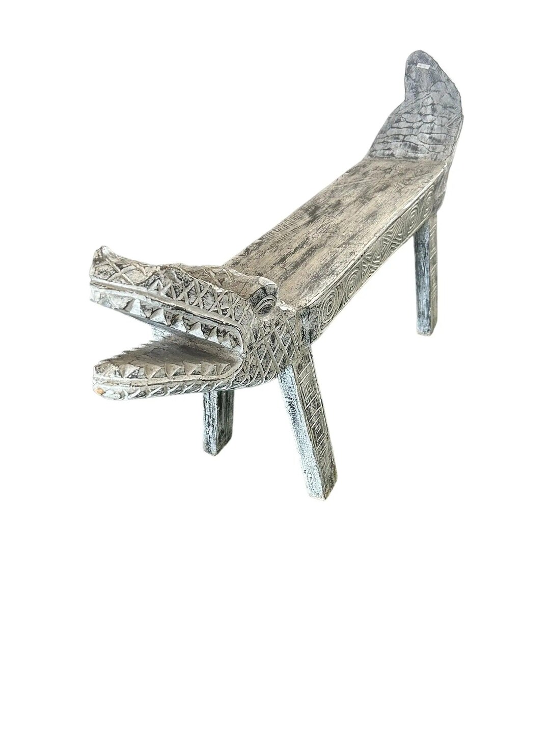 Teak White Wash Alligator Bench - Etsy