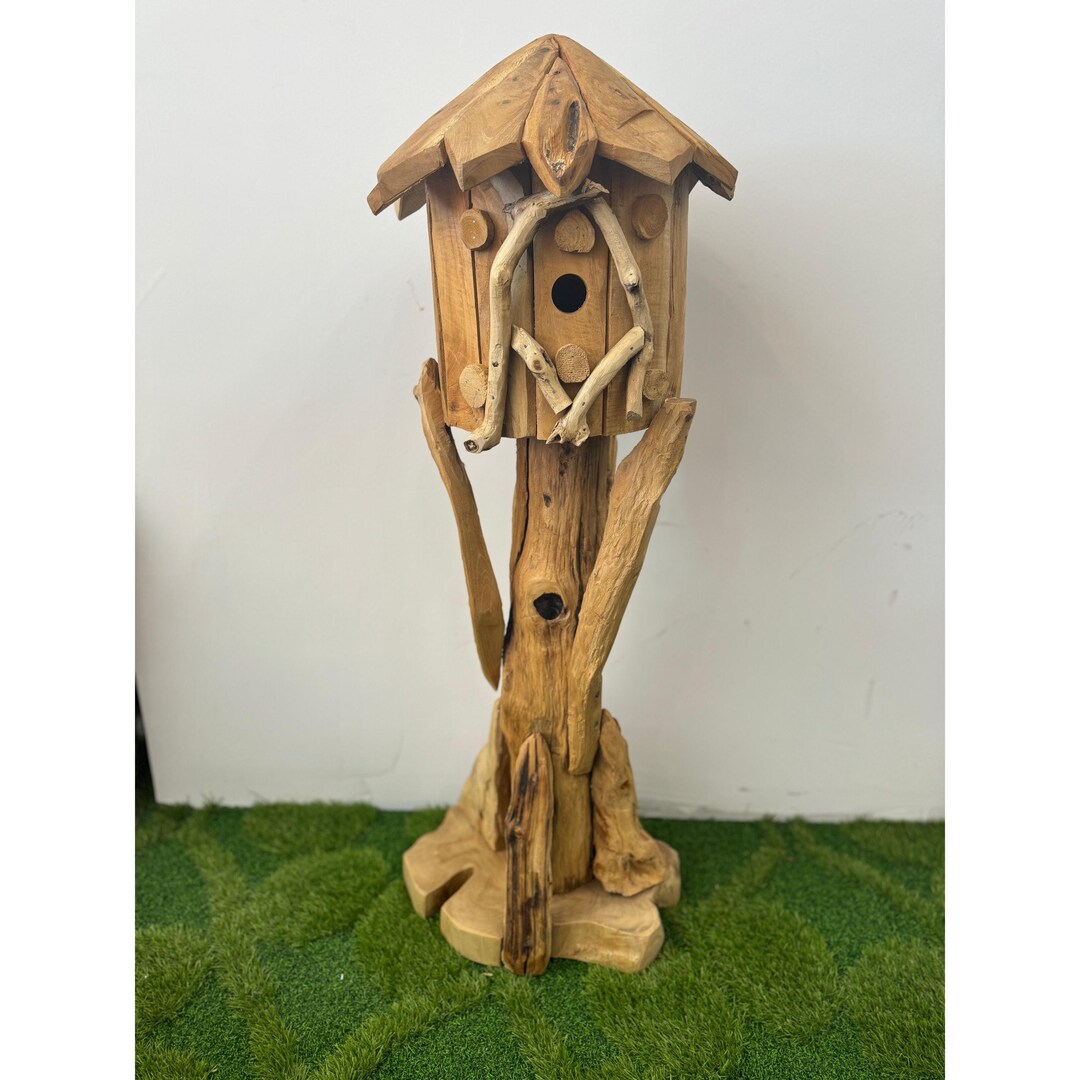 Hand Carved Teak Bird House - Etsy