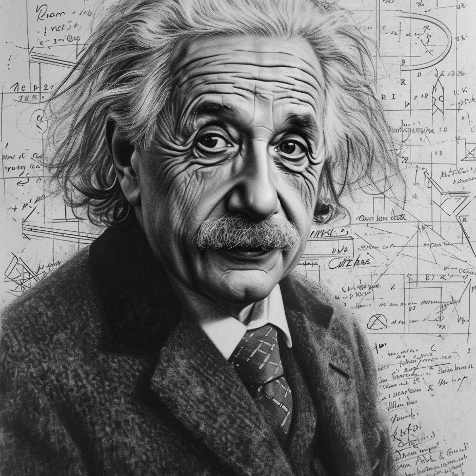 Albert Einstein Portrait, Digital Print, Black and White Sketch ...
