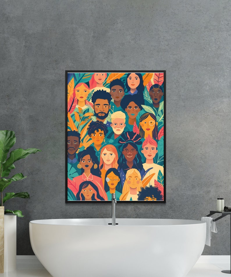 Diverse People Portrait Illustration, Inclusive Art Print, Digital ...