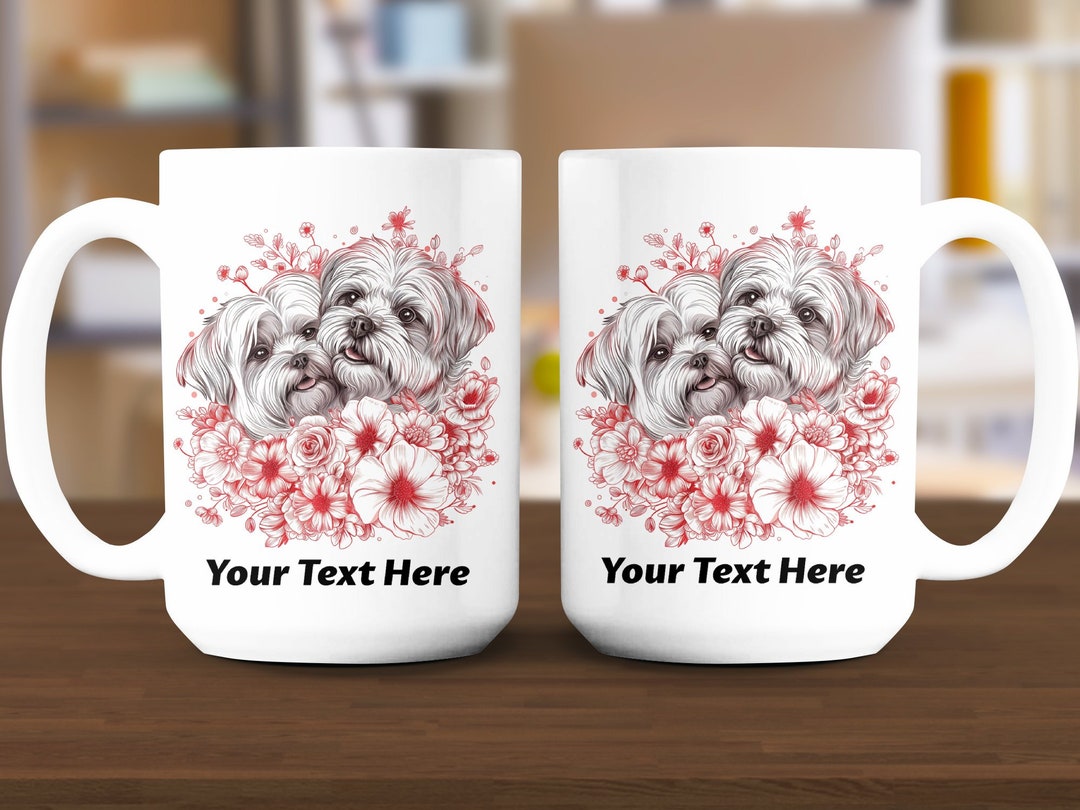 Personalized Dog Lovers Mug, Custom Pet Portrait Coffee Cup, Unique ...