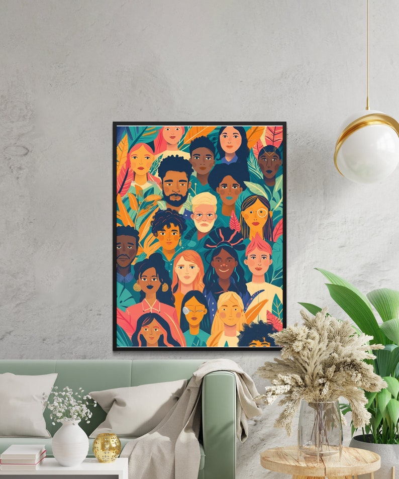Diverse People Portrait Illustration, Inclusive Art Print, Digital ...