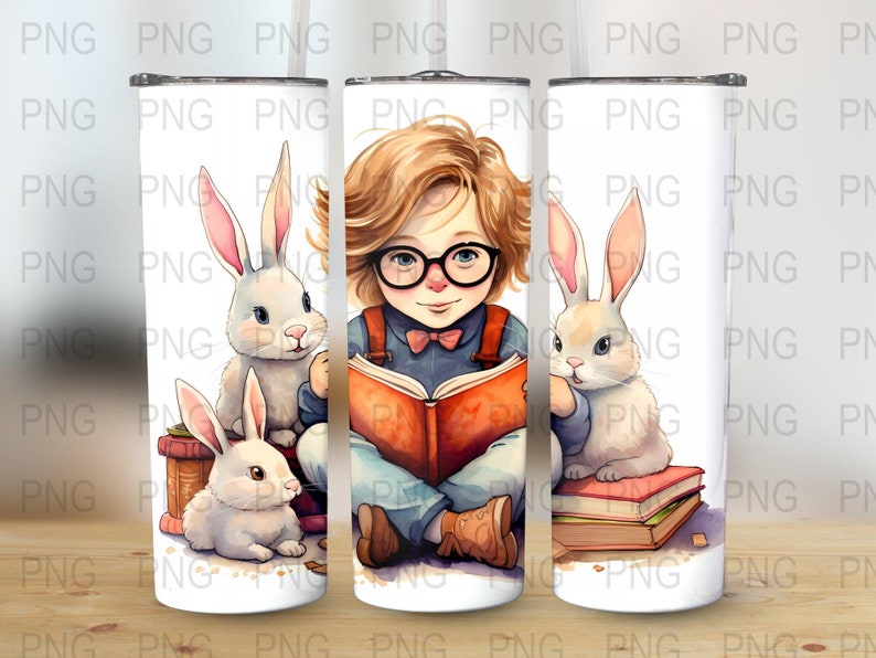 809 Reading and Bunnies Cartoon Clipart - Etsy