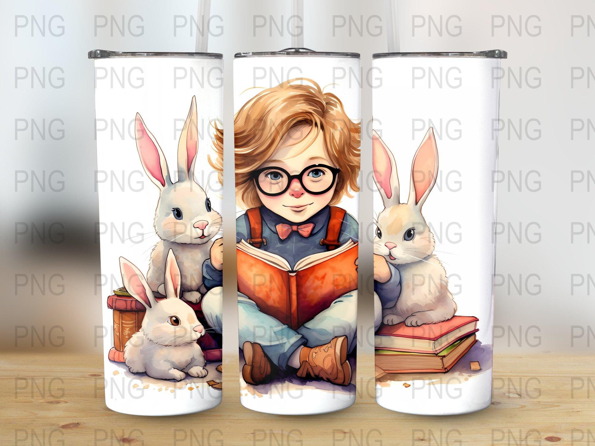 809 Reading and Bunnies Cartoon Clipart - Etsy