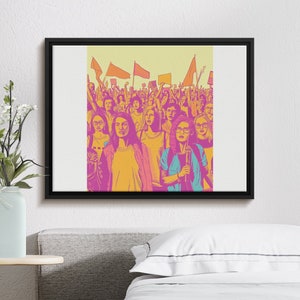 Colorful Protest Crowd Digital Art, Activism March Illustration ...