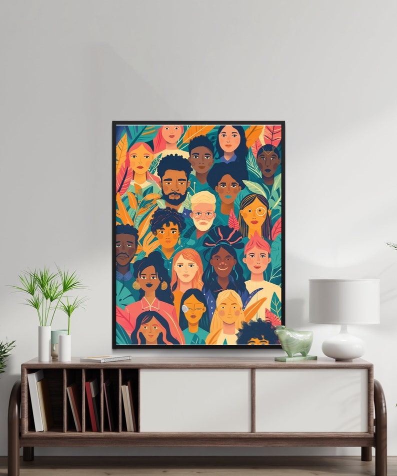 Diverse People Portrait Illustration, Inclusive Art Print, Digital ...