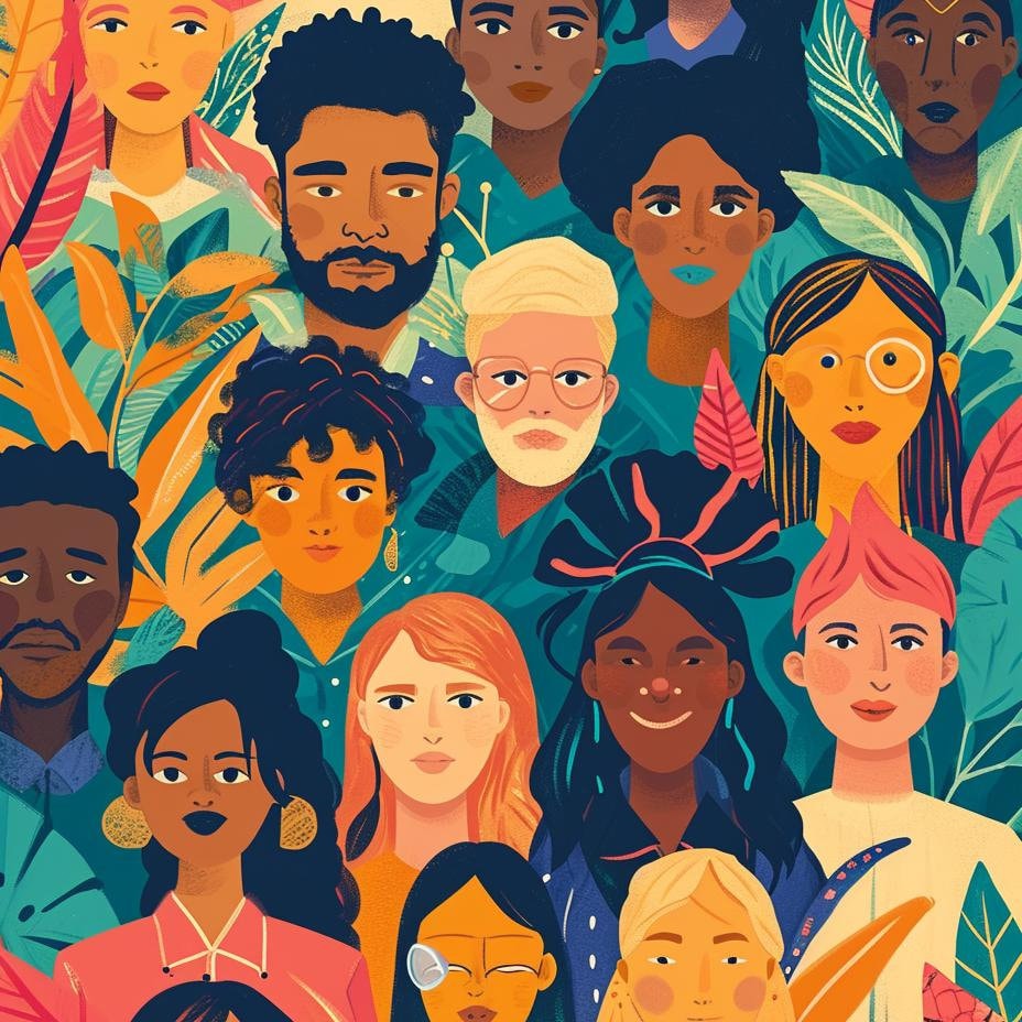 Diverse People Portrait Illustration, Inclusive Art Print, Digital ...