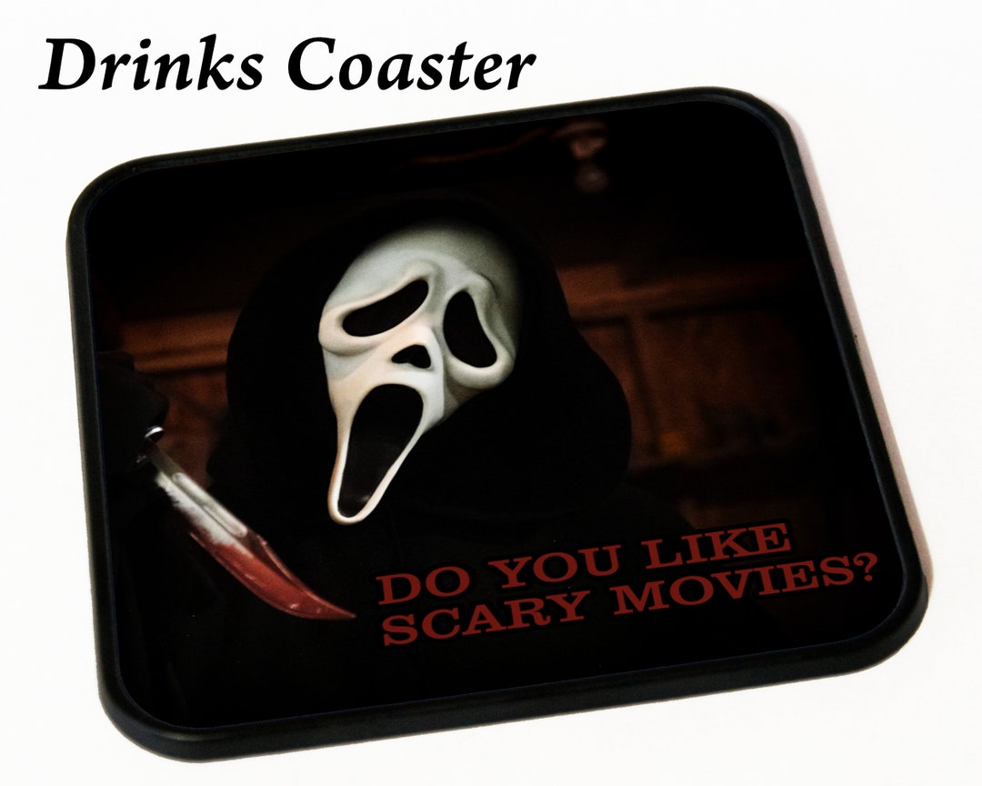 Scream Movie Themed Drinks Coaster, Film Quote, Classic Retro ...