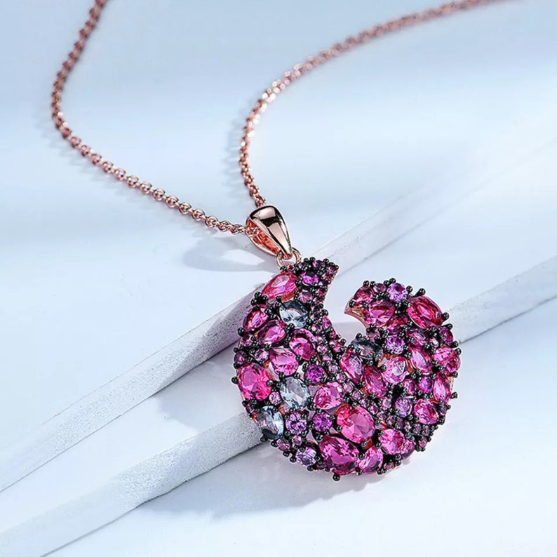 Silver Rose Gold Ruby Pendant Dainty Gemstone Pendant - Etsy