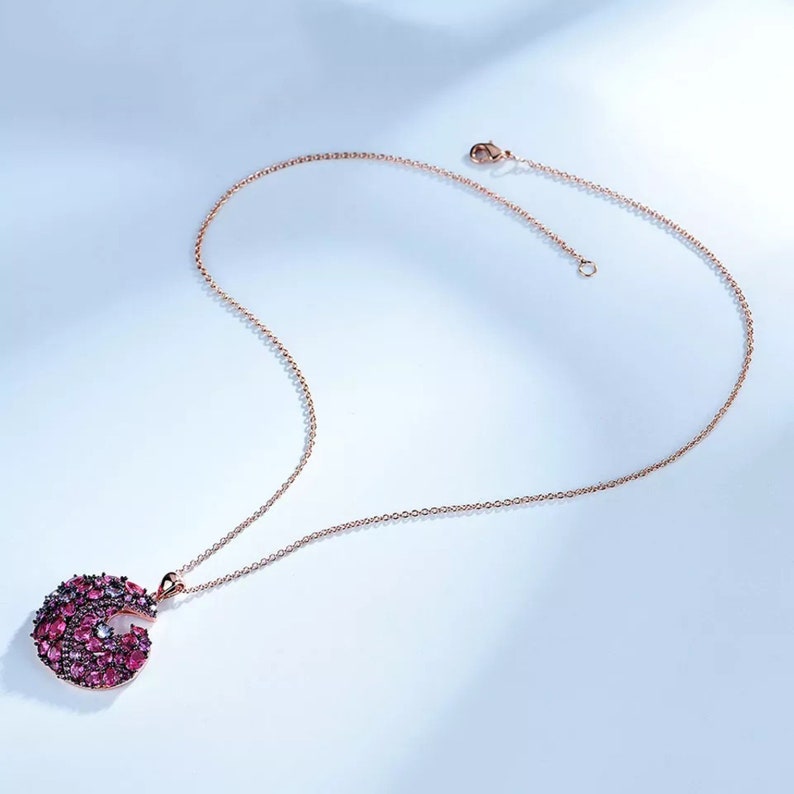 Silver Rose Gold Ruby Pendant Dainty Gemstone Pendant | Etsy