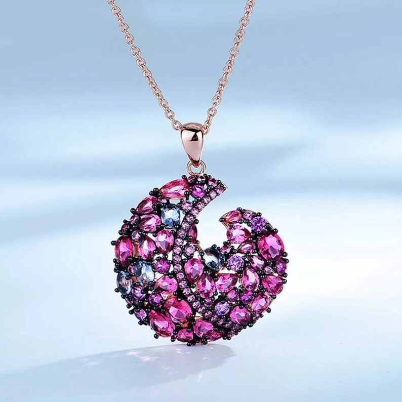 Silver Rose Gold Ruby Pendant Dainty Gemstone Pendant - Etsy