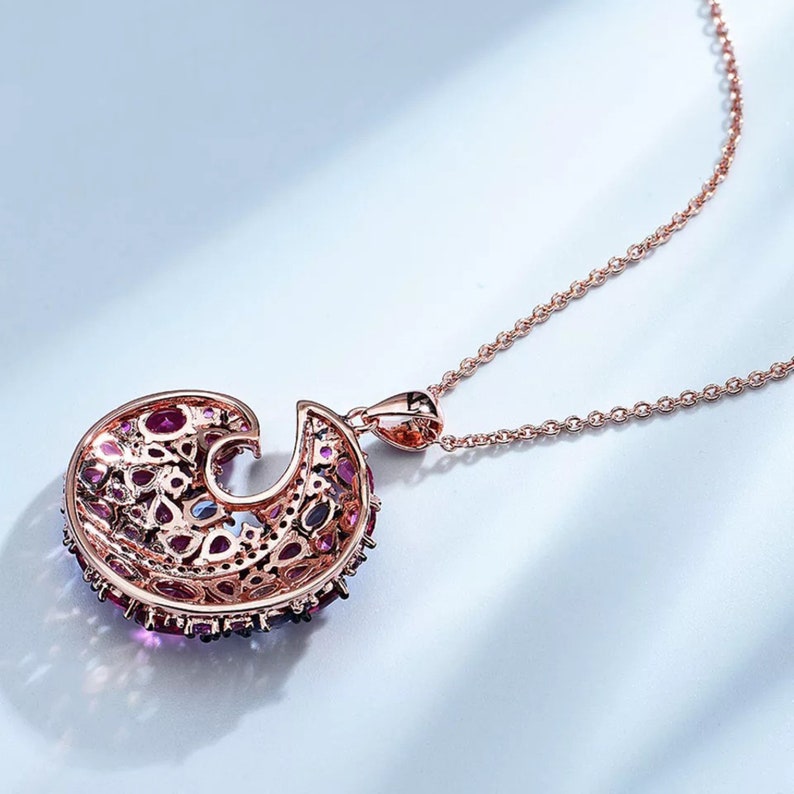 Silver Rose Gold Ruby Pendant Dainty Gemstone Pendant - Etsy