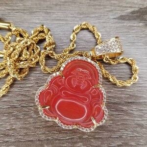 Green Jade Buddha With Rhinestones 18k Gold Plated 16 Inch Chain Pink ...