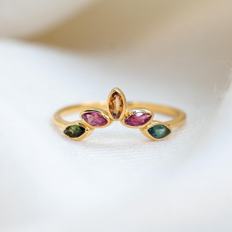 Birthstone U Shape Ring - Etsy
