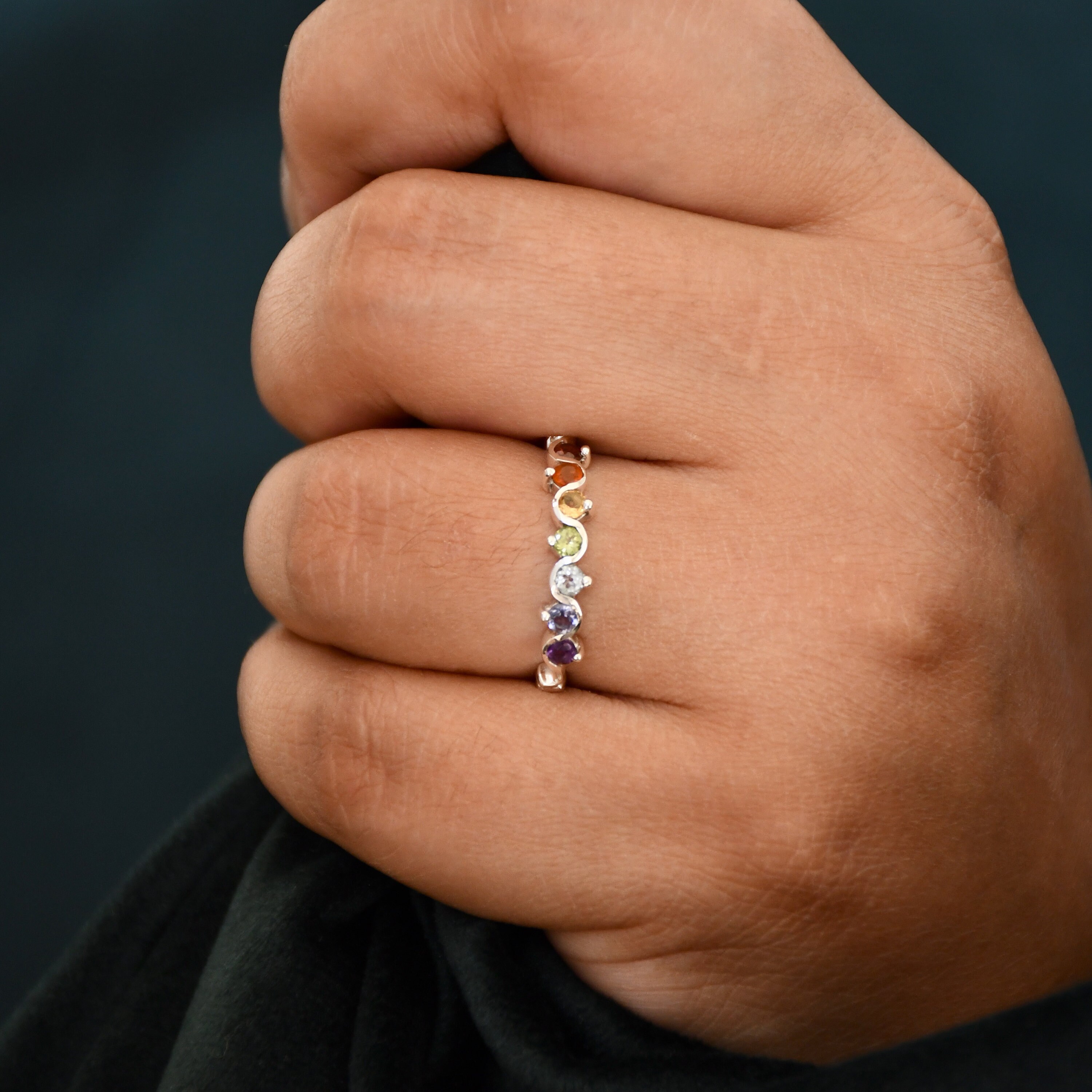 Chakra Ring Natural Seven Gemstone Chakra Healing Ring - Etsy