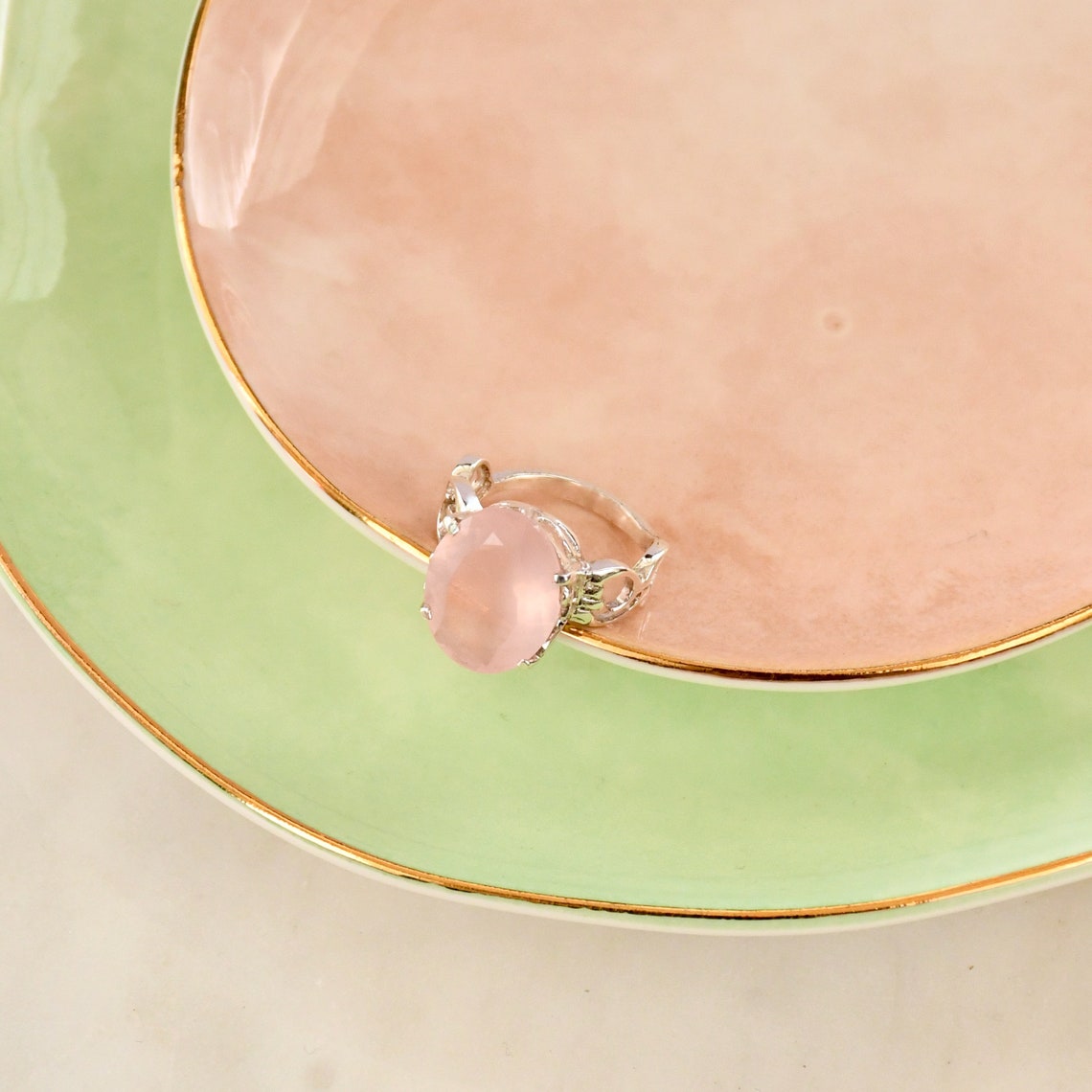 Rose Quartz Ring Designer Statement Ring Natural Gemstone | Etsy