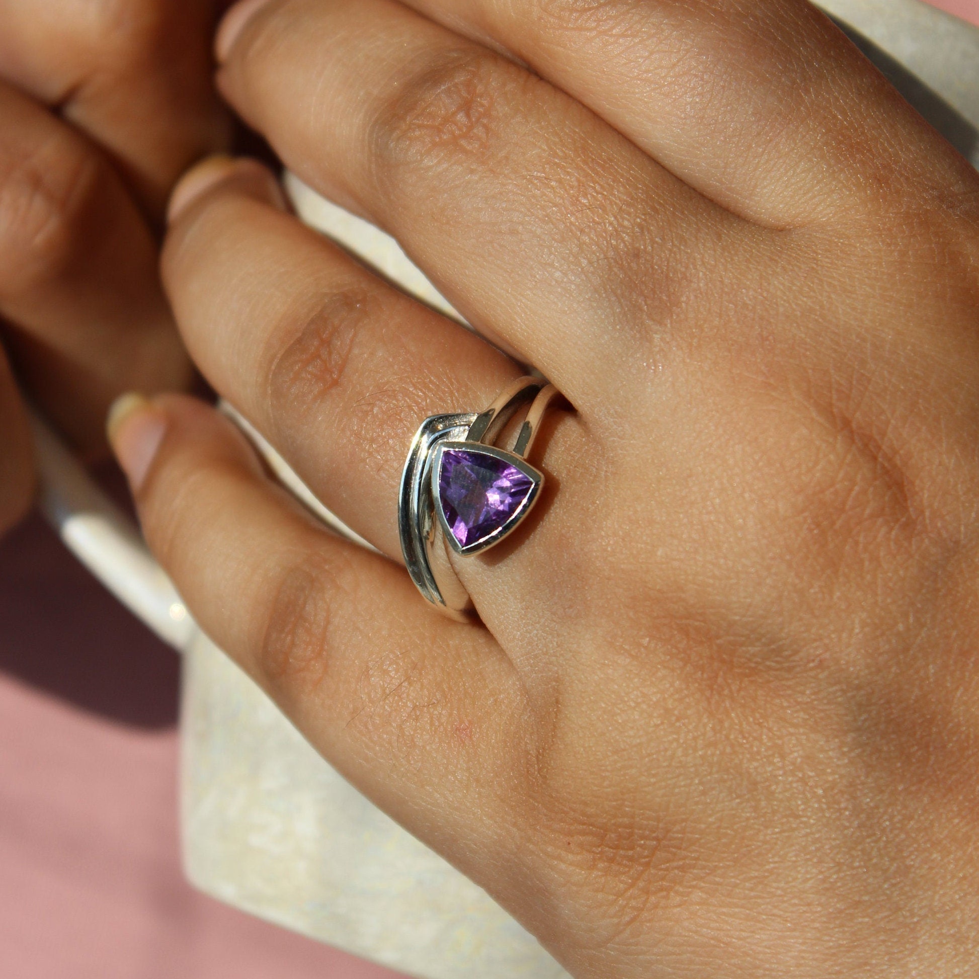Unique Amethyst Ring, Natural Amethyst, February Birthstone, Solitaire ...