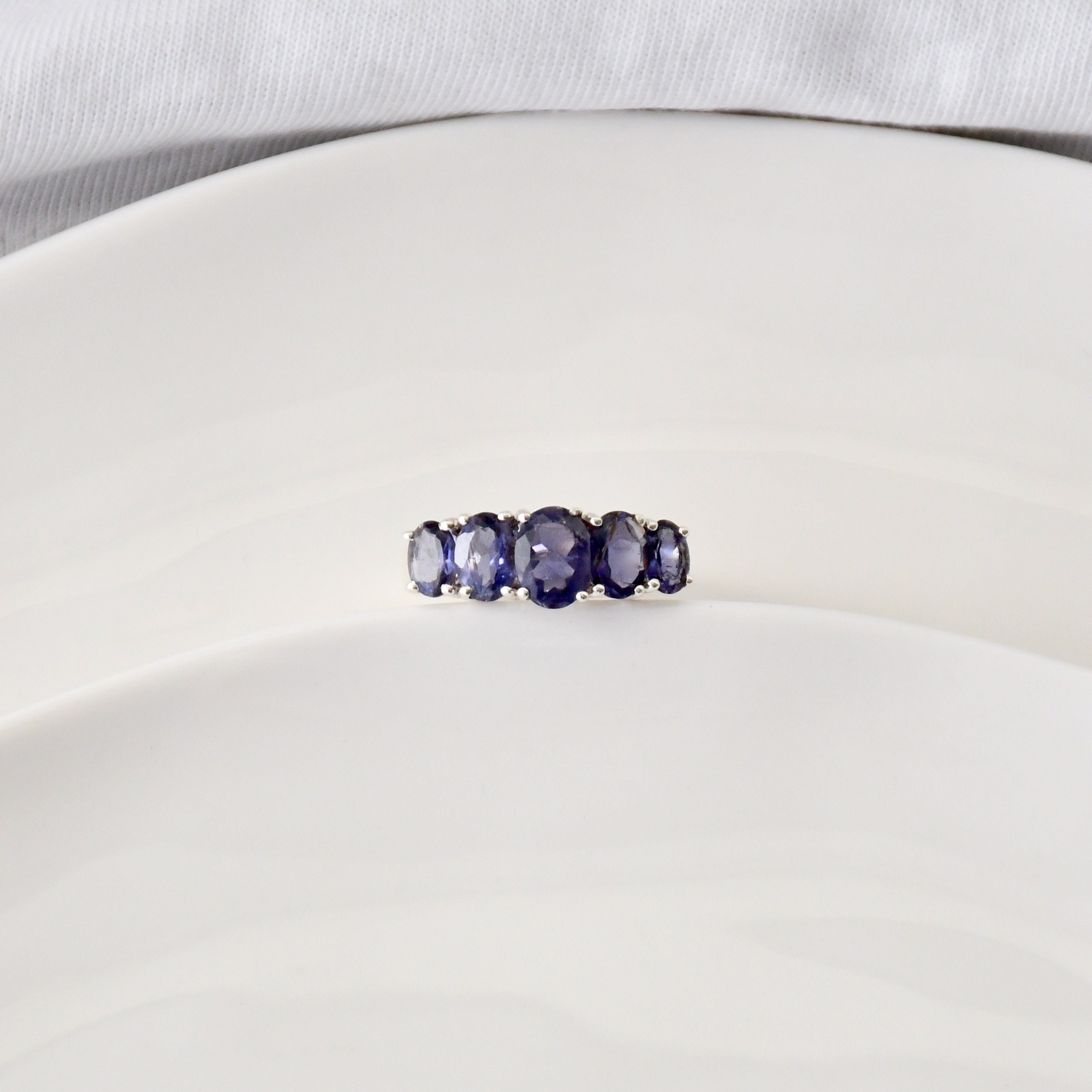 Oval Iolite Sterling Silver Band Ring, Statement Jewelry - Etsy