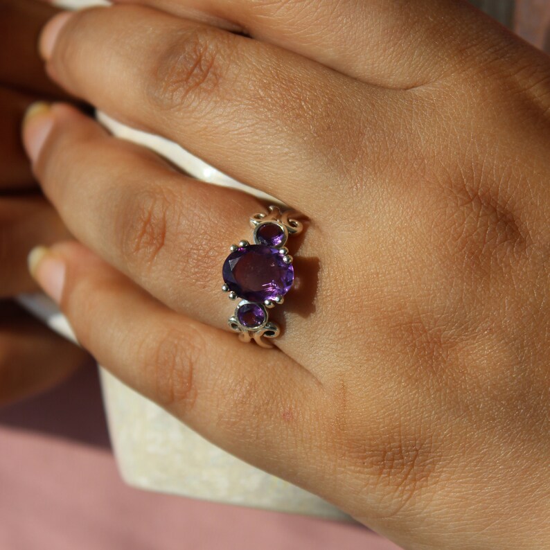 Unique Amethyst Ring Natural Amethyst February Birthstone - Etsy