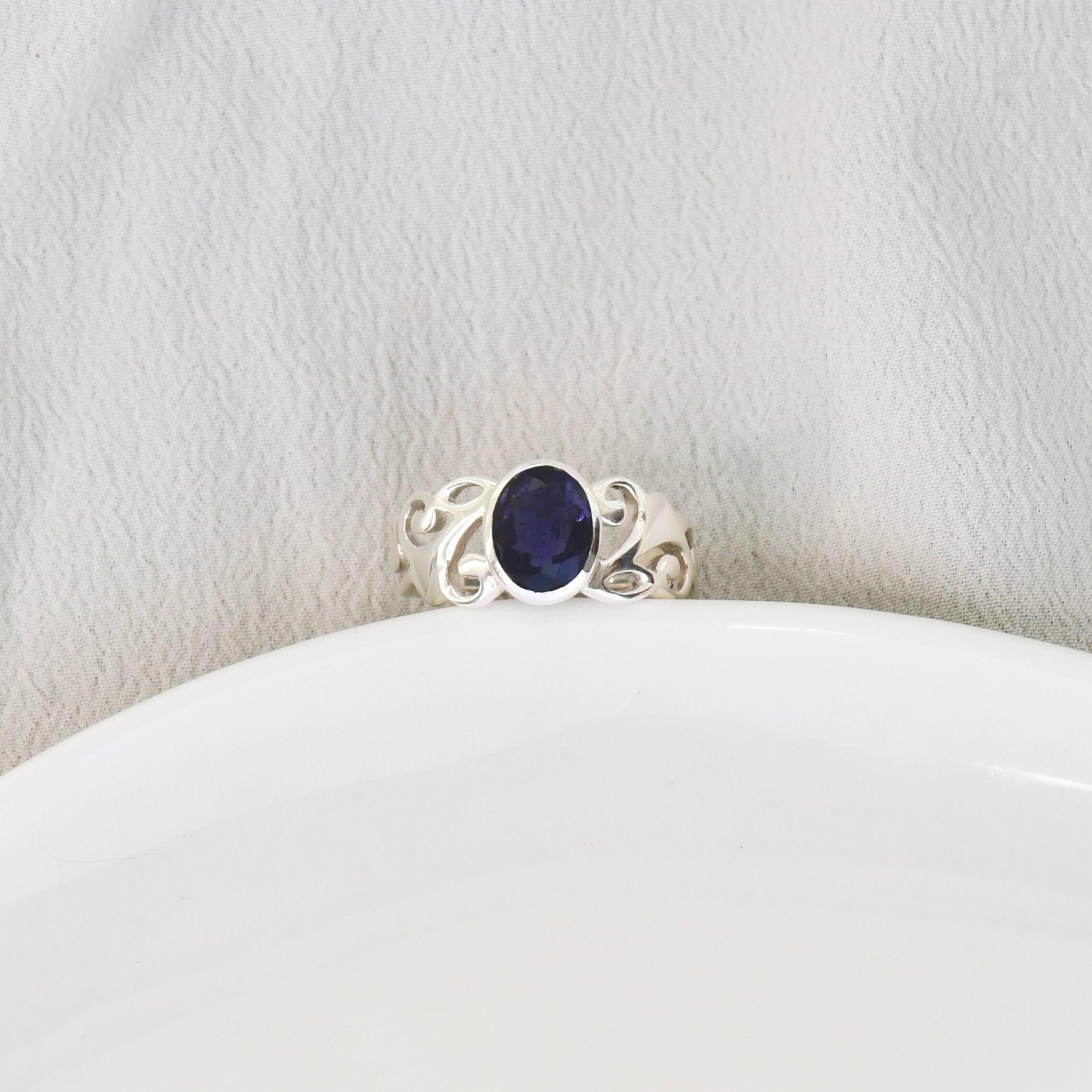 Iolite Ring Natural Iolite Gemstone Sterling Silver Dainty | Etsy