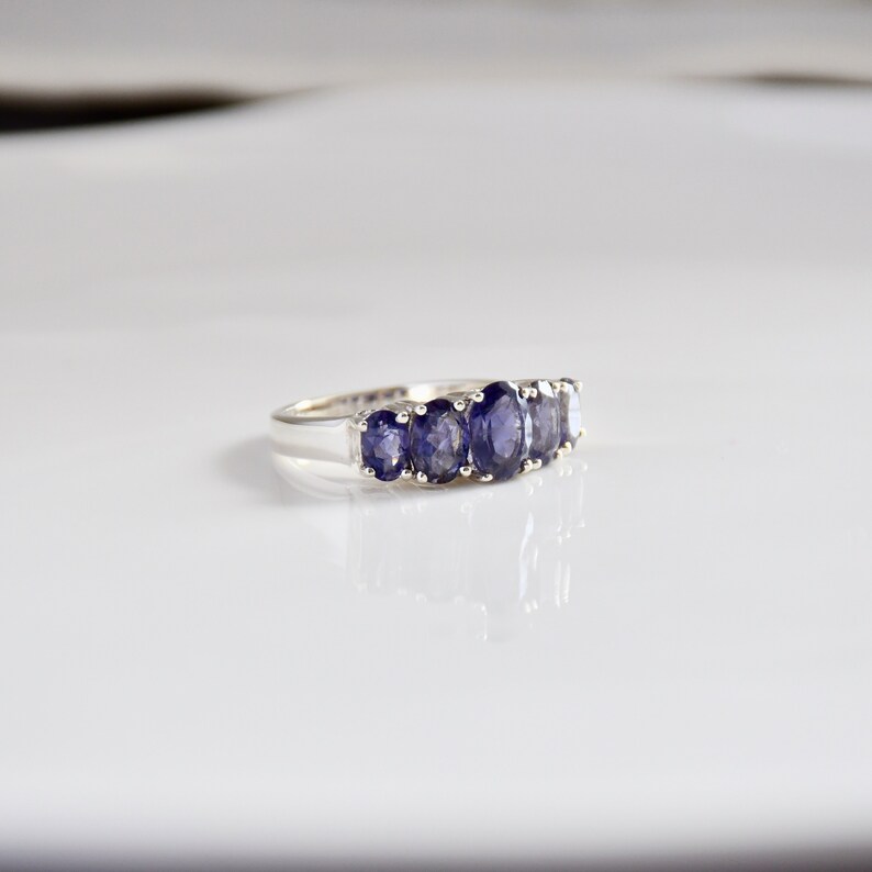 Oval Iolite Sterling Silver Band Ring, Statement Jewelry - Etsy